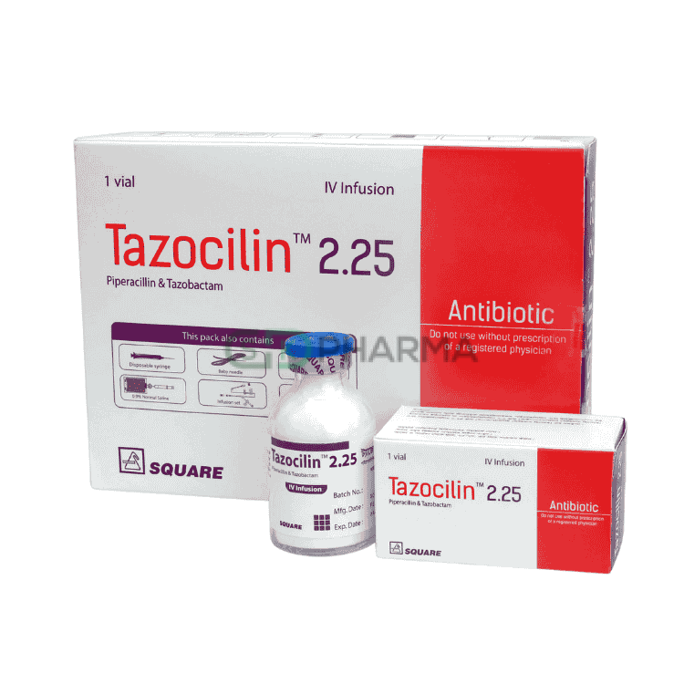 Tazocilin | (2 gm+0.25 gm)/vial | Injection | ট্যাজোসিলিন (২ গ্রাম+০.২৫ ...